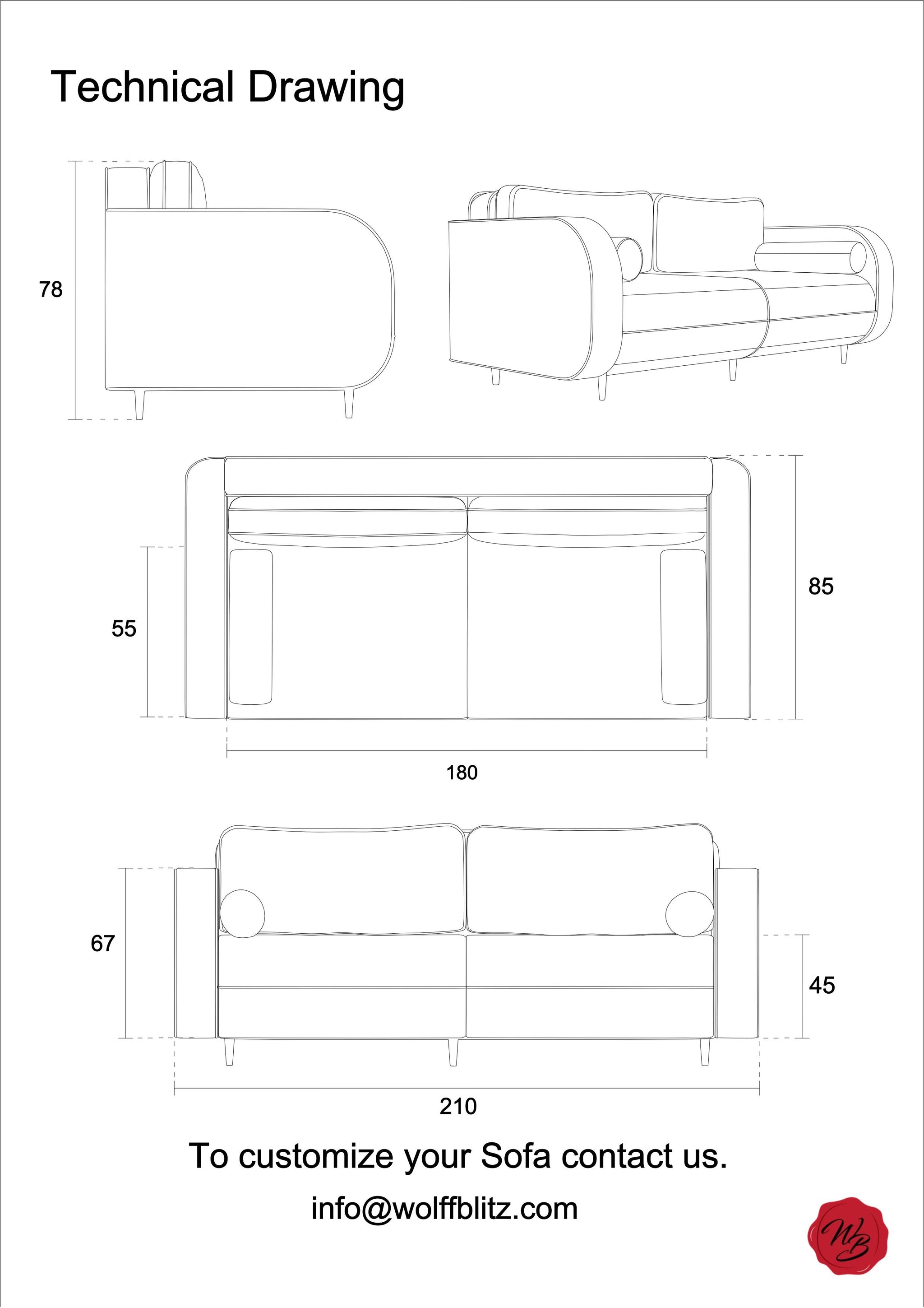 Blue Almond Blossom Sofa – Wolff Blitz