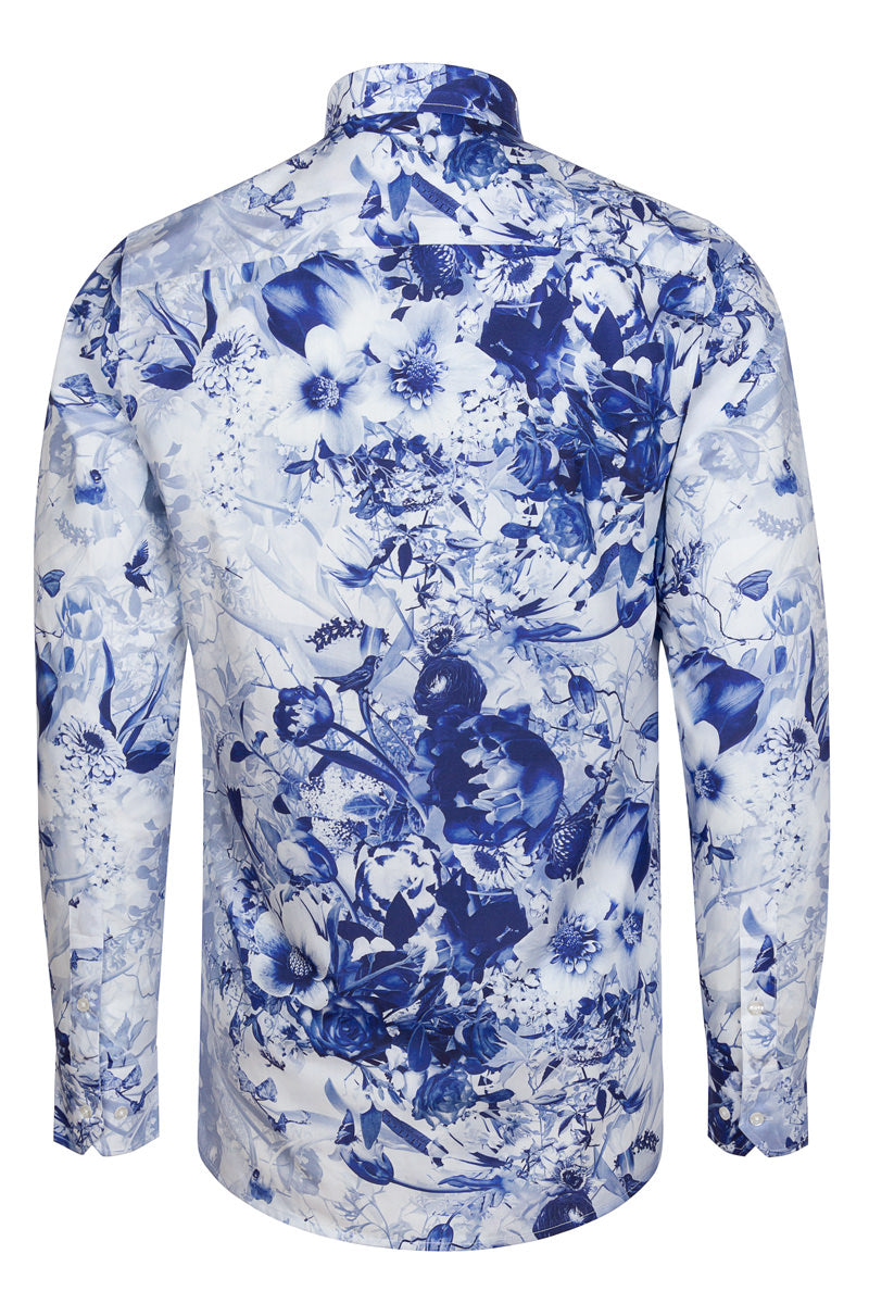 Jesper Krijgsman Floral Delft Blue Long Sleeve Print Shirt for Men ...