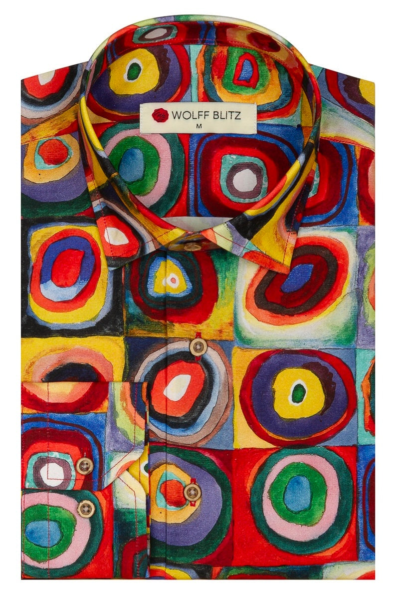 Squares with Circles kandinsky Long Sleeve Men's Shirt – Wolff Blitz